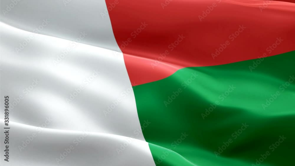Malagasy flag Closeup 1080p Full HD 1920X1080 footage video waving in ...