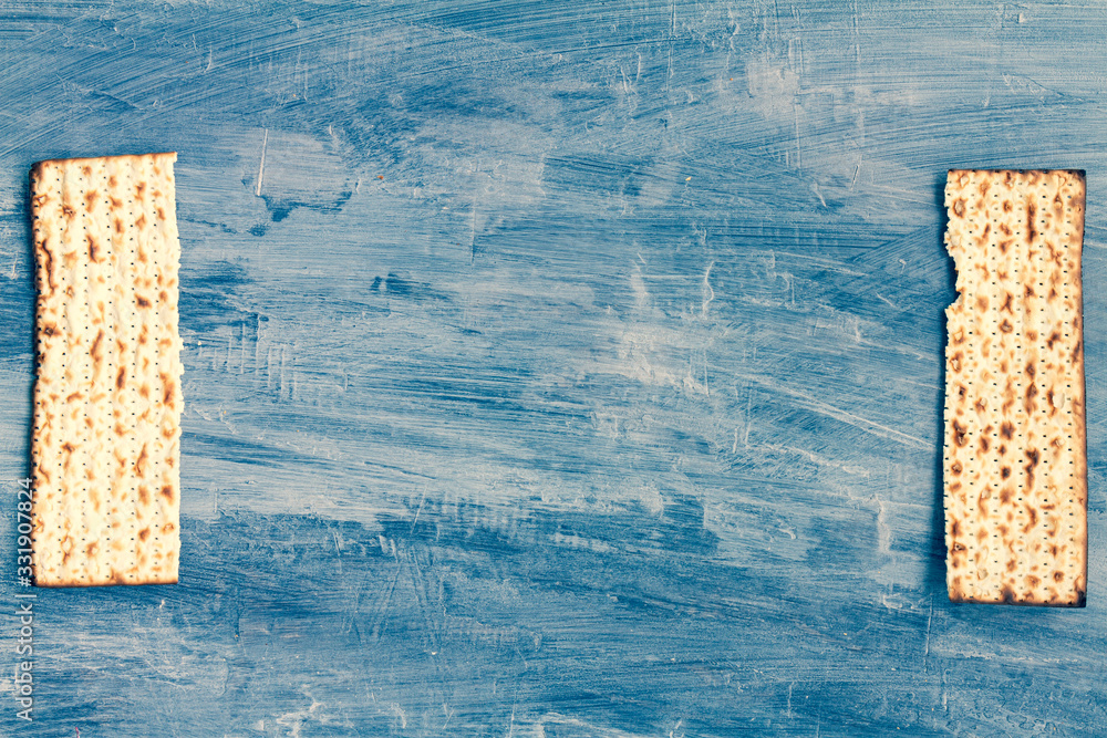 Matzah or matza on a vintage background with copy space Stock Photo ...