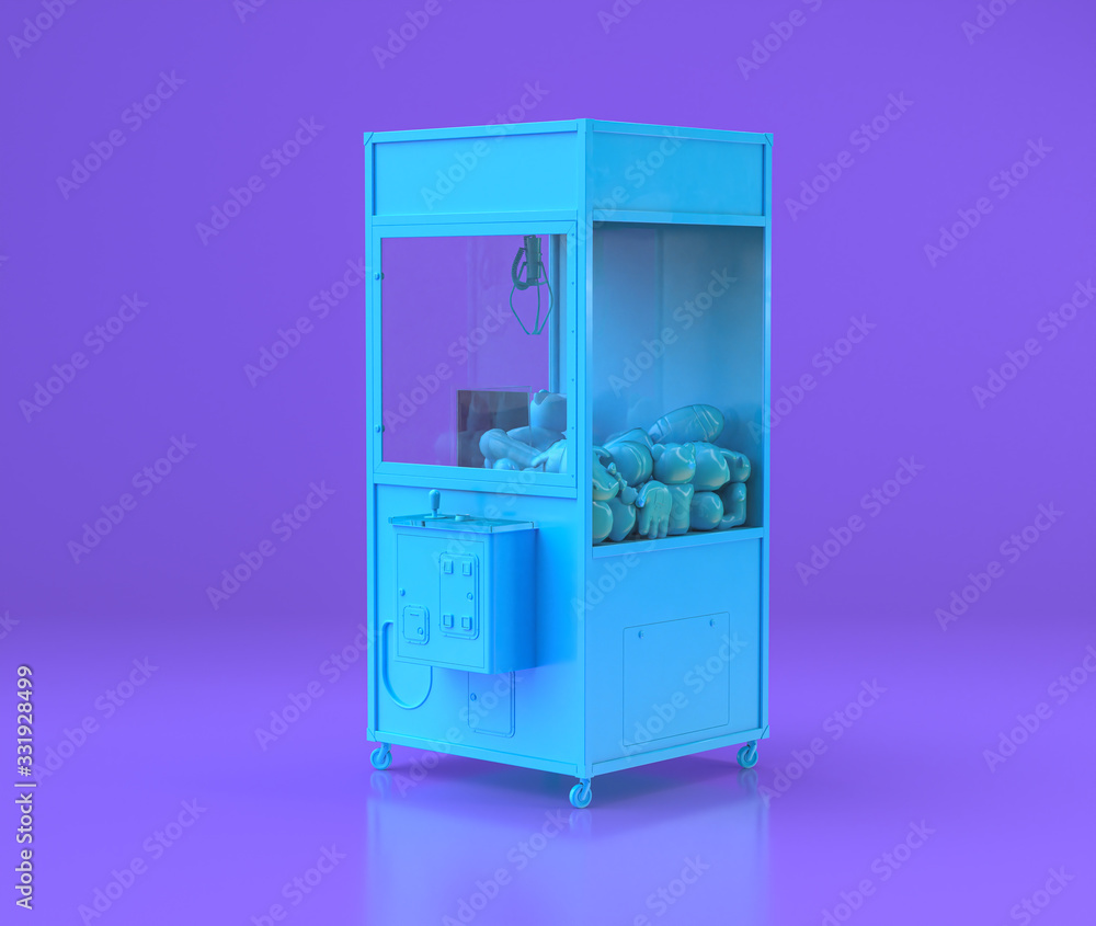 Blue crane game cabinet, entertainment center objects in purple flat ...
