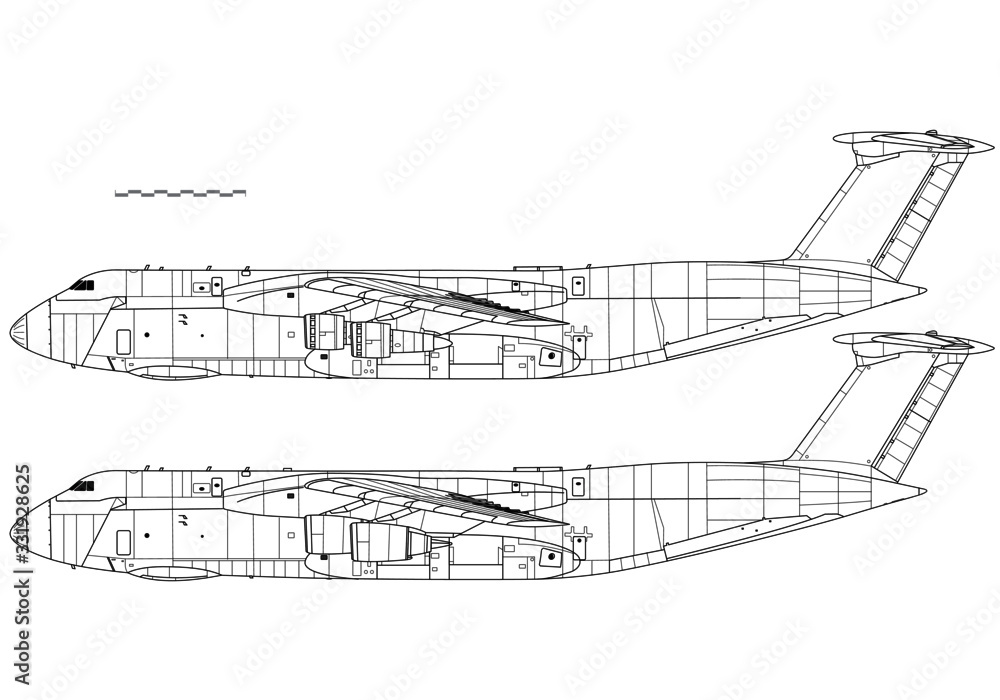 Lockheed C-5 Galaxy, C-5M Super Galaxy. Vector drawing of military ... Lockheed C-5 Galaxy, C-5M Super Galaxy. Vector drawing of military ...