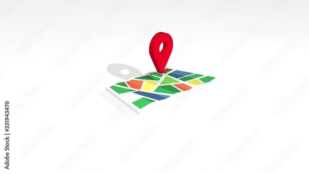 geo point symbol jumping on map indicating direction on white ...