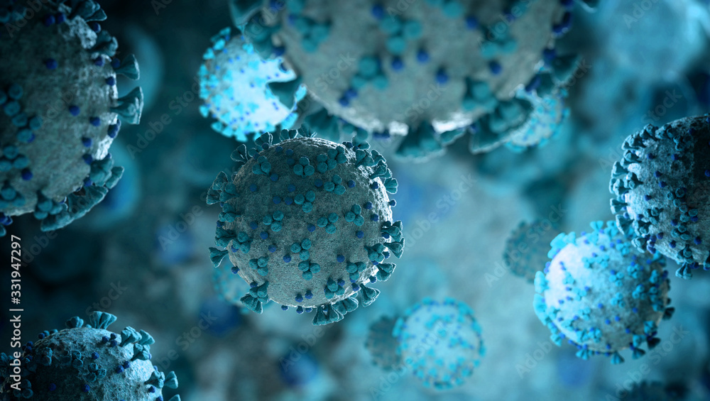 Microscope close-up of the coronavirus covid-19 disease. 2019-nCoV ...