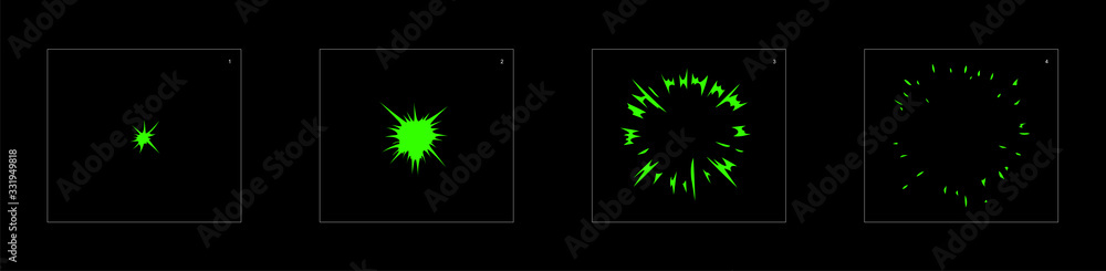 Vetor de Shine liquid blast animation effect. shiny effect sprite sheet. frame by frame classic ...