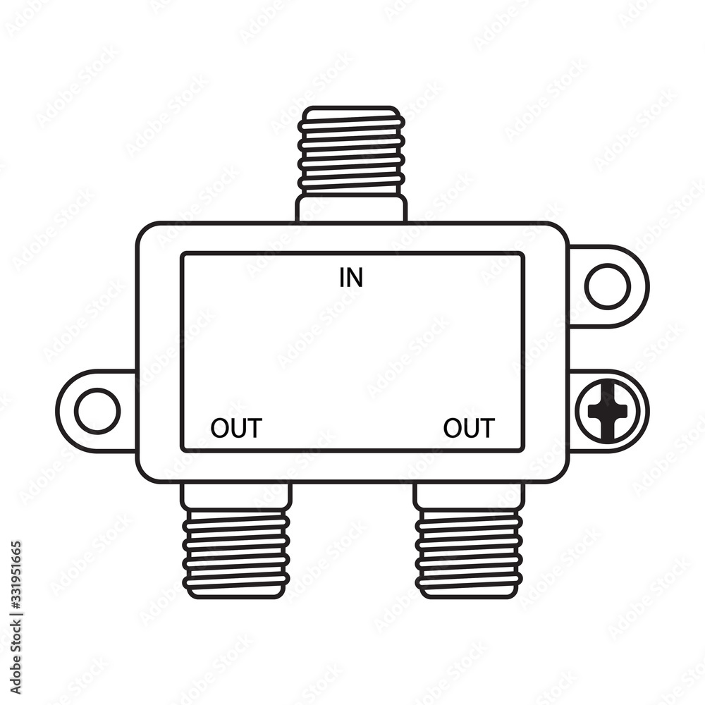 Two Way Coaxial Cable Splitter With Grounding Screw Stock Vector ...