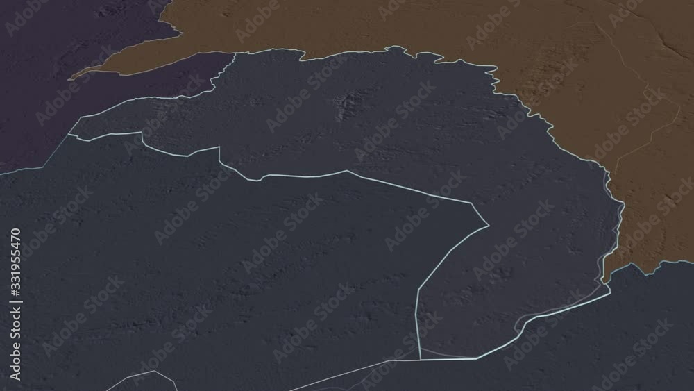 Lofa, county with its capital, zoomed and extruded on the ...