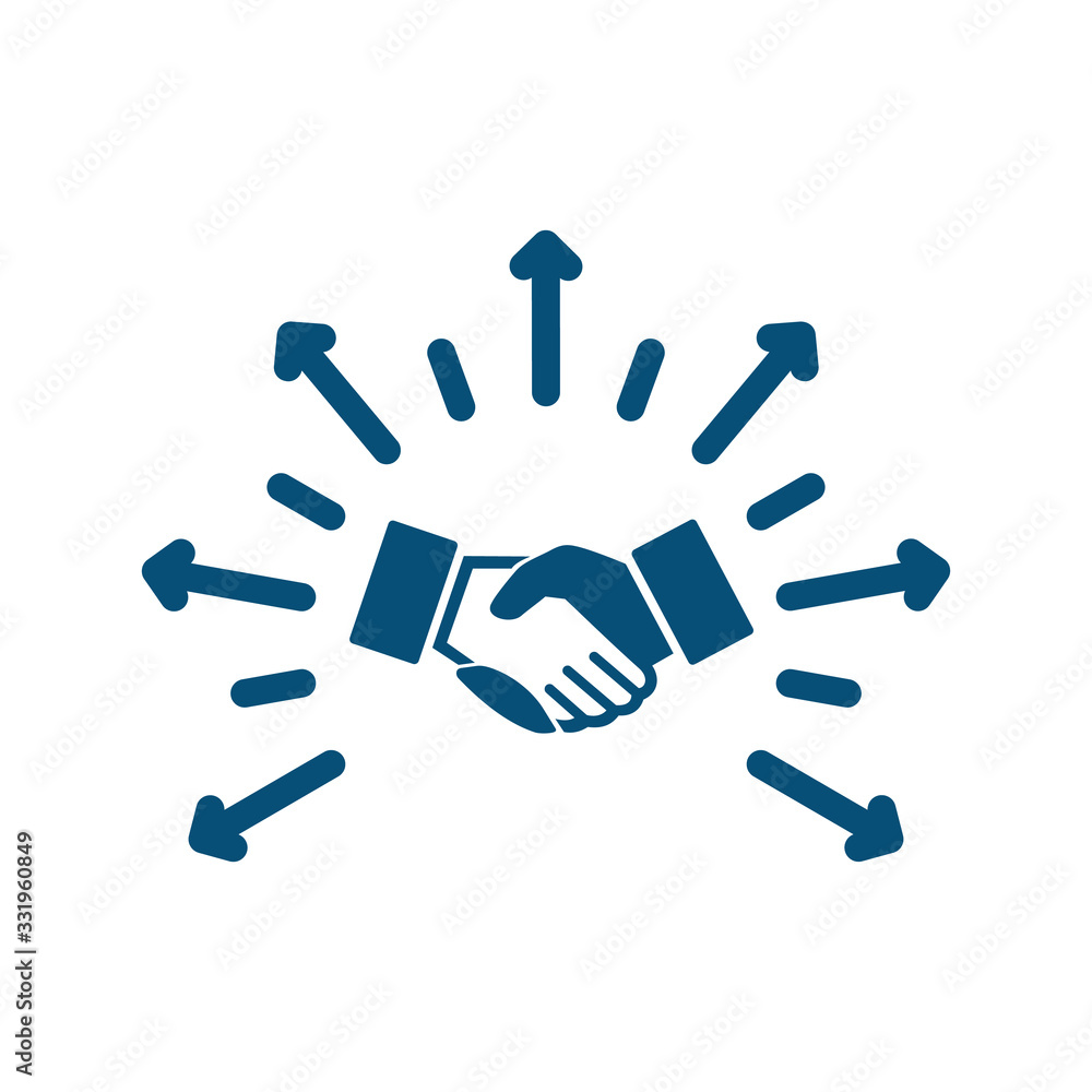 Hand shake with arrows. spread friendship concept.Stock vector ...