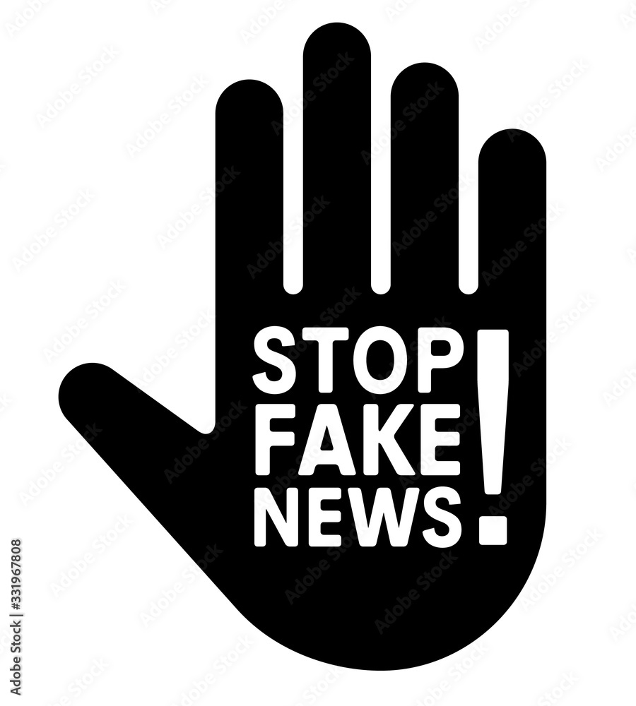 Stop Fake News Hand. Disinformation in the media. Graphic design vector ...