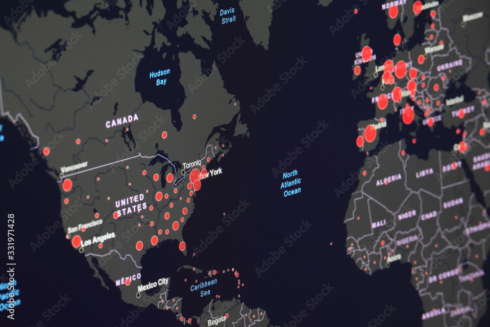 World map of Coronavirus, Close-up countries with Covid-19, Covid 19 ...