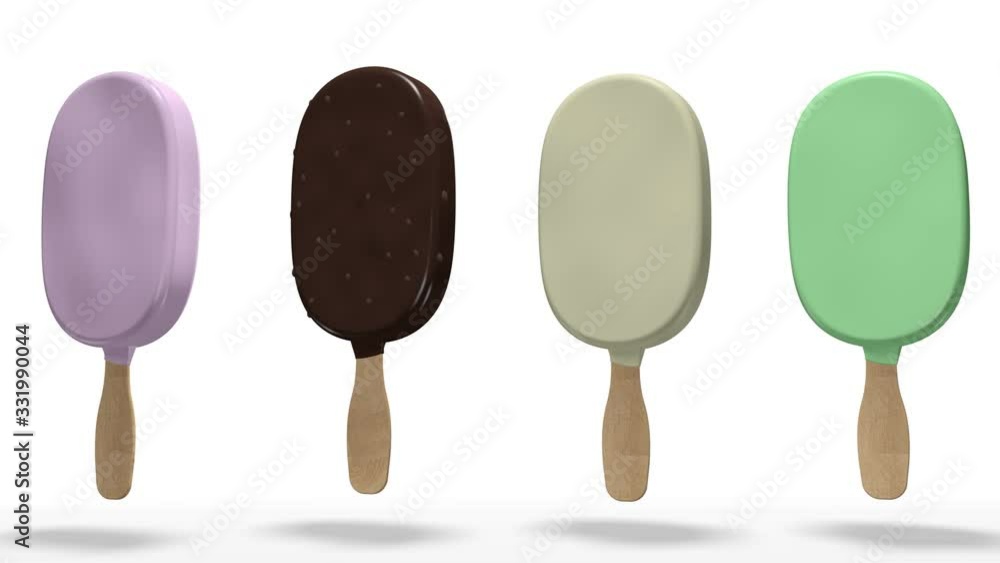 Multi-colored types of ice cream, popsicle. 3d illustration vídeo de ...