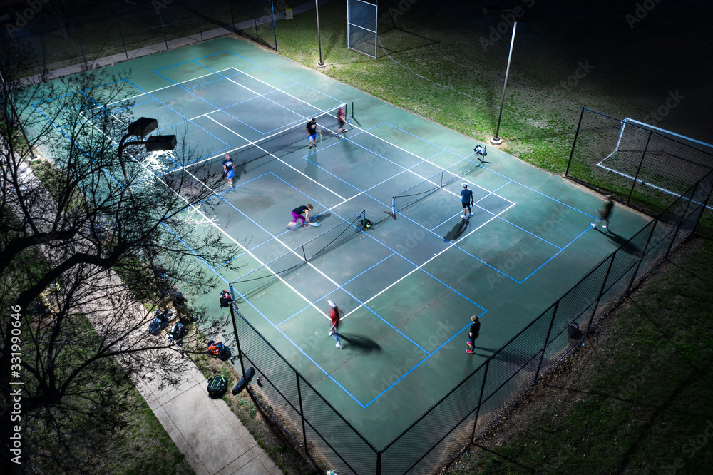 Outdoor Evening Pickleball Stock Photo | Adobe Stock