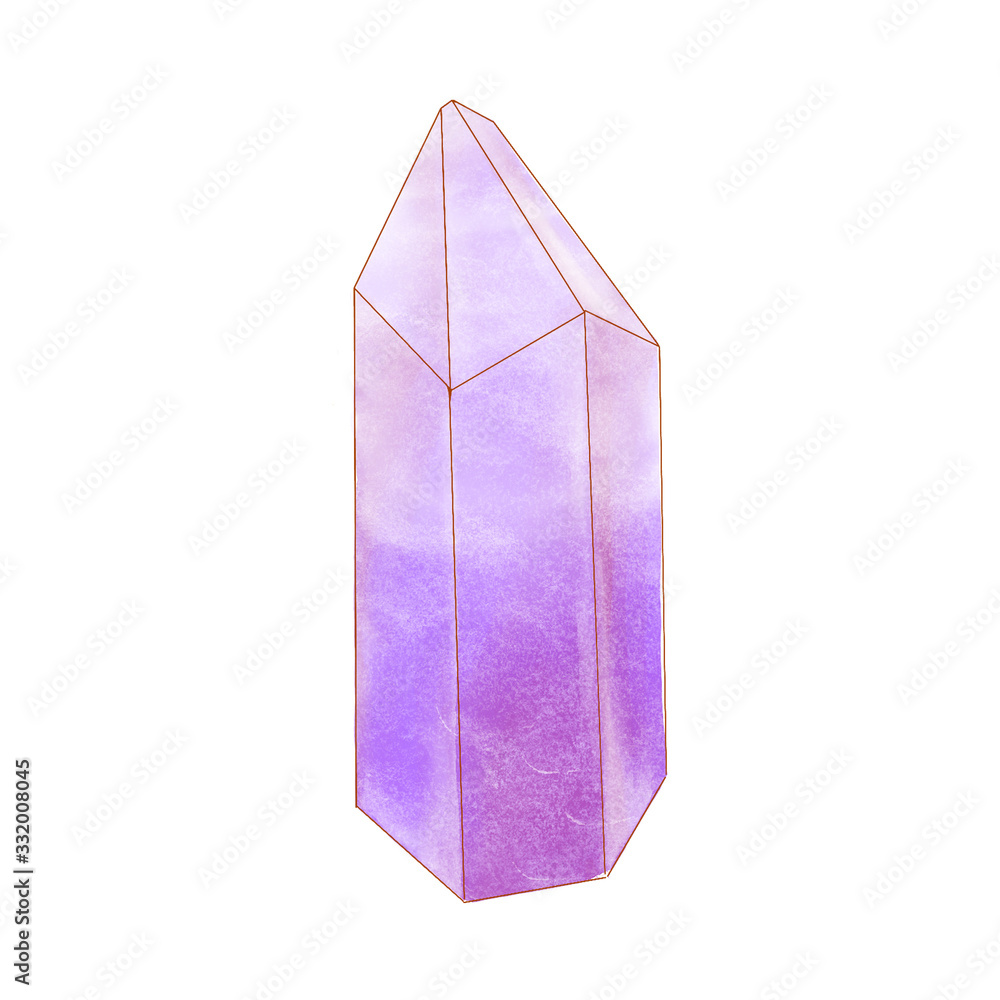 Watercolor mystical occultism crystal violet with golden outline ...