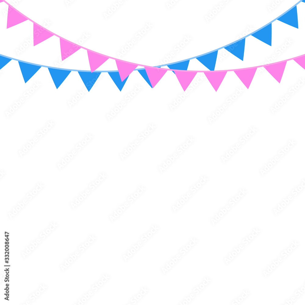 Pink and blue party flags. Baby Shower. Vector illustration. Stock ...