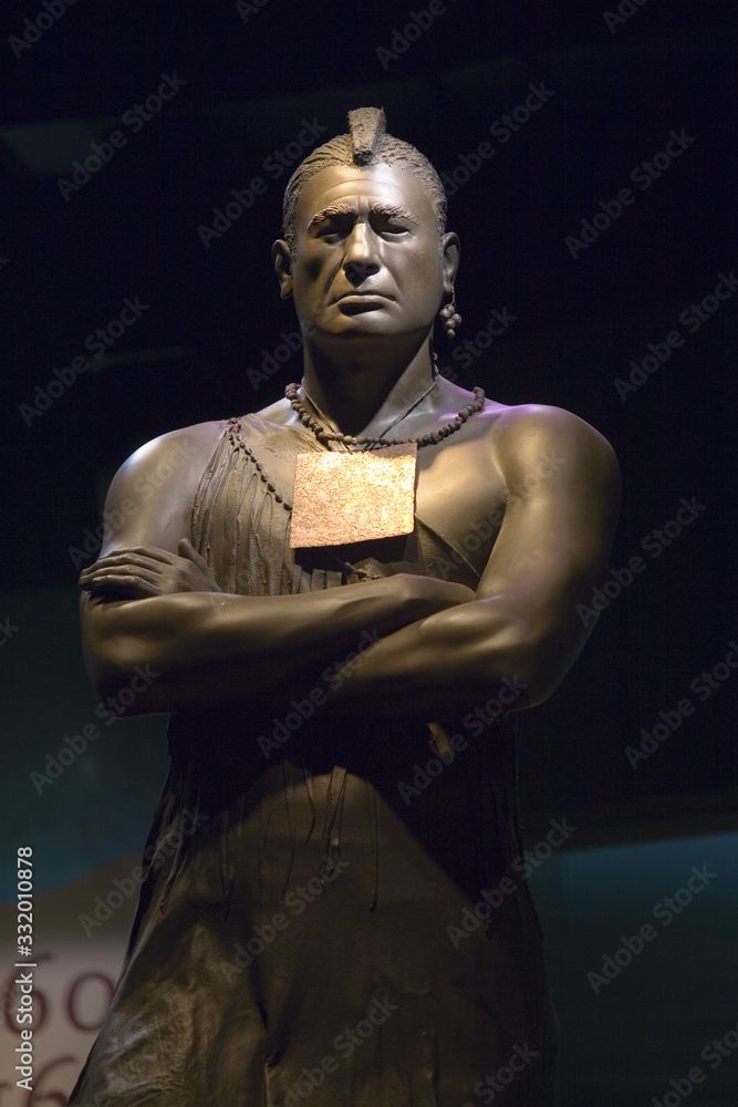 Statue of Chief Powhatan the supreme ruler of most of the indigenous ...