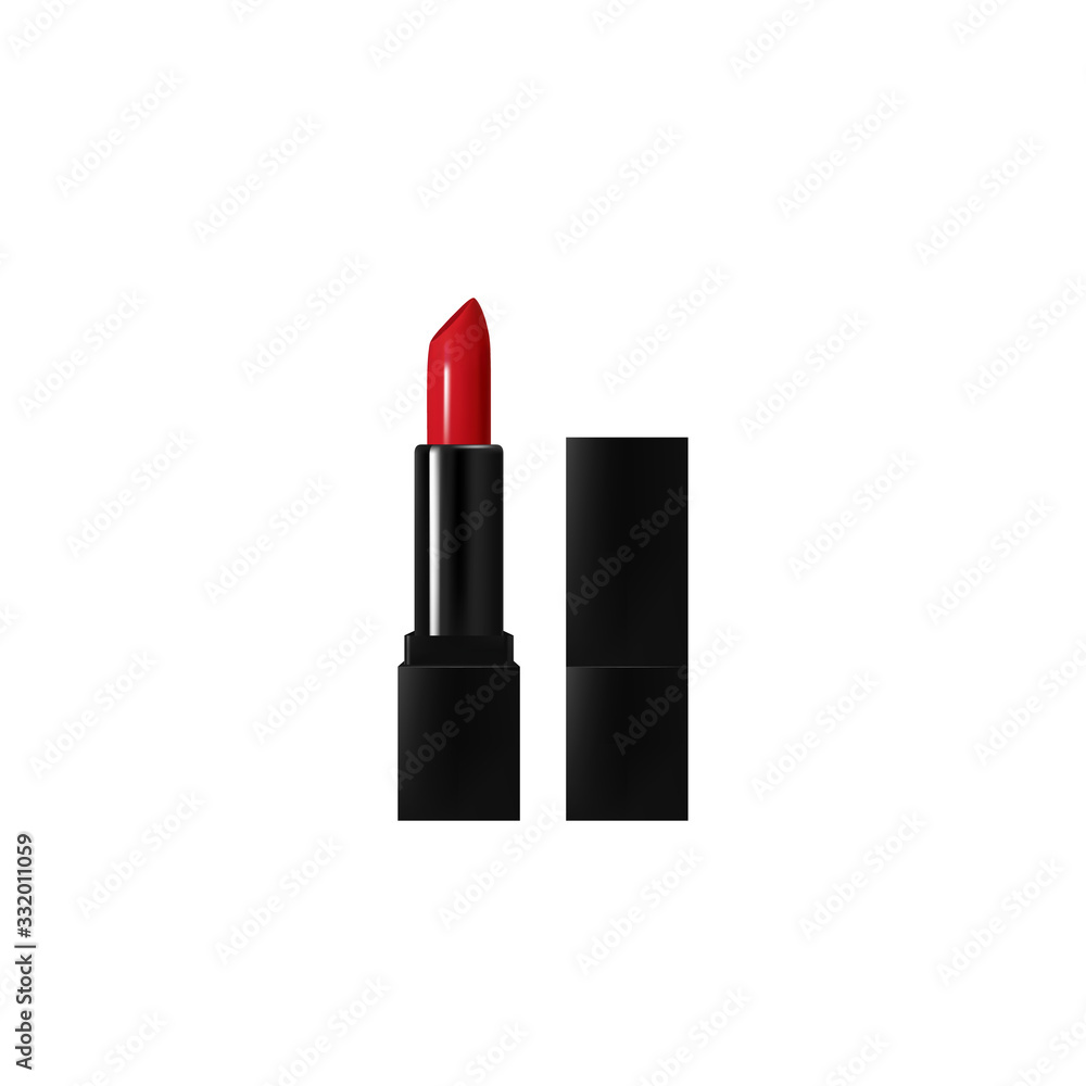 Realistic, red black lipsticks. 3D vector illustration of lipstick ...
