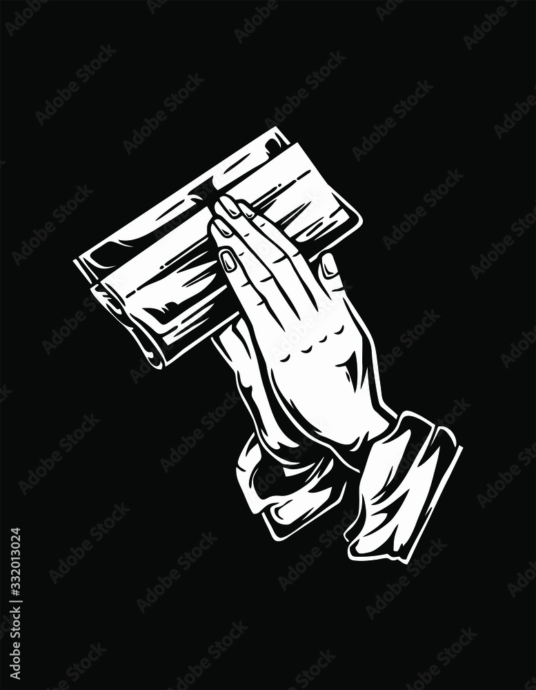 hand holding a screen printing rack Stock Vector | Adobe Stock