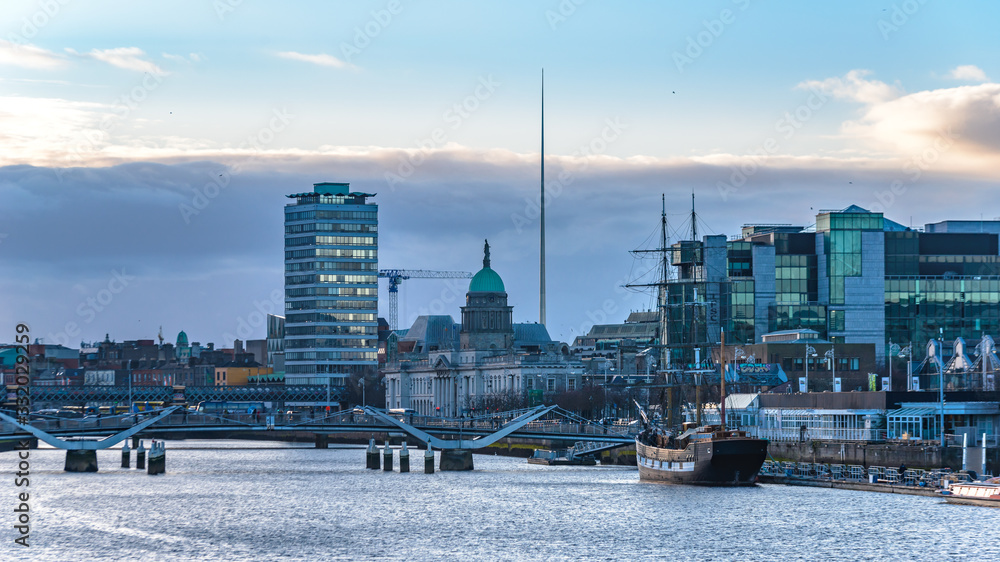 Beautiful scene daylight Dublin Ireland capital landscape city urban ...
