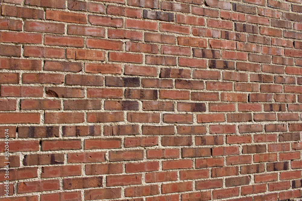 Shabby chic old brown and red brick wall texture with light colored ...