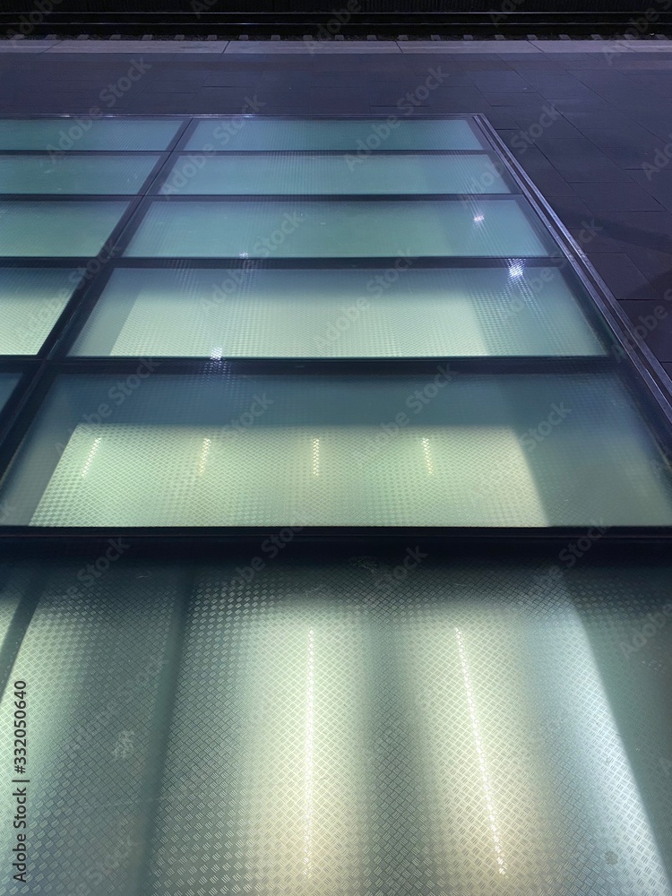 glass floor. illuminated ground. frosted glass floor. frosted glass ...