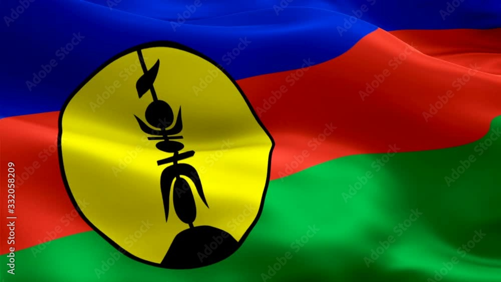 New Caledonia flag Motion Loop video waving in wind. Realistic ...