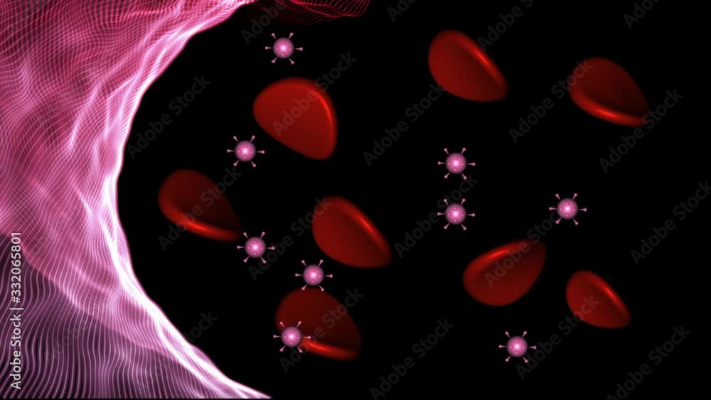 3d science background animation of covid-19 viral particles floating ...