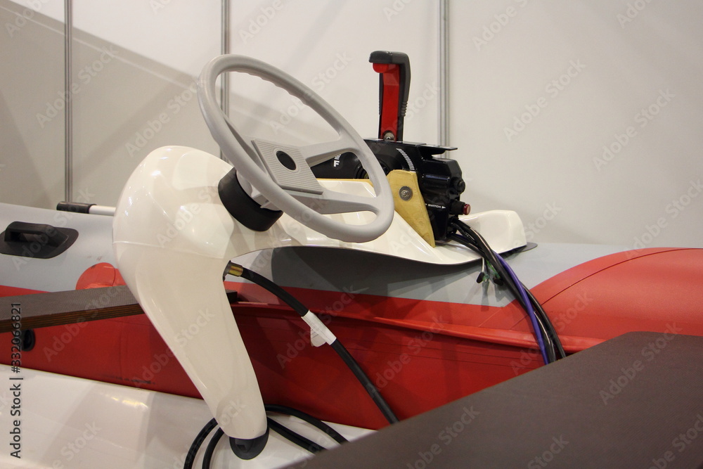 Inflatable boat tube mounting steering wheel console with motor ...