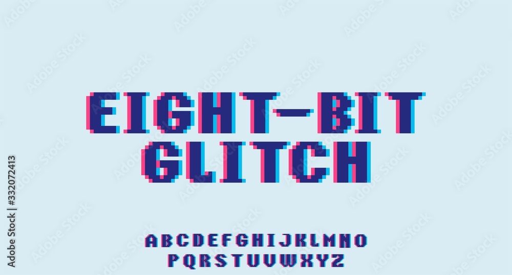 8 bit font retro game typeface style vector font typeset alphabet Stock ...