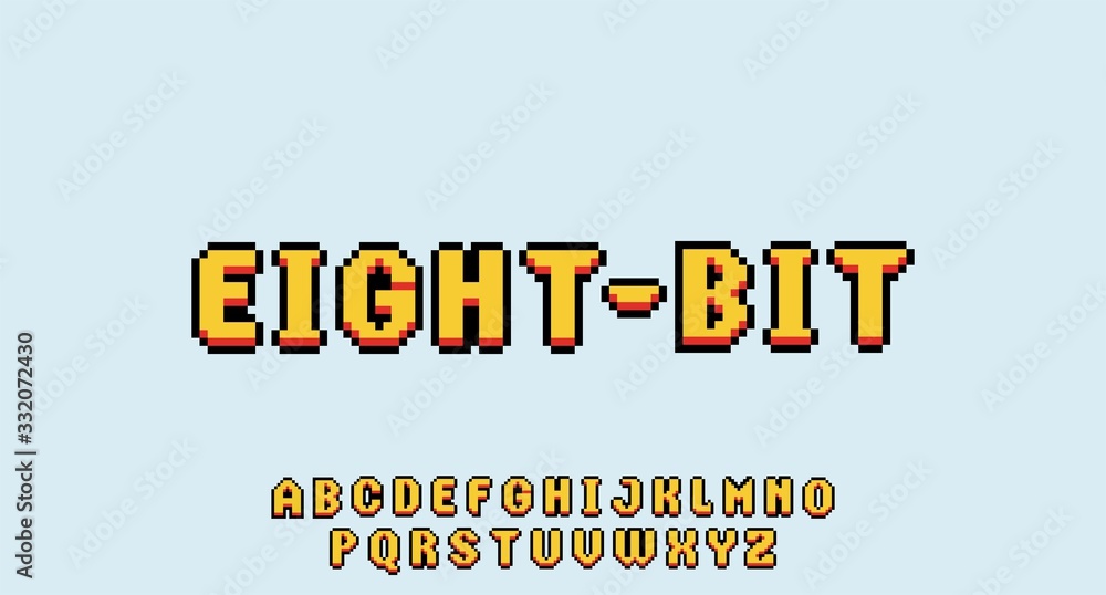 Vetor de 8 bit font retro game typeface style vector font typeset ...