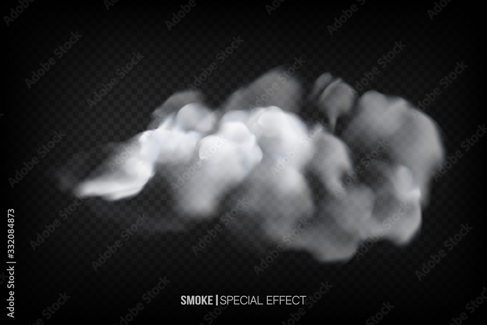 Realistic white smoke puff isolated on transparent background. Steam ...
