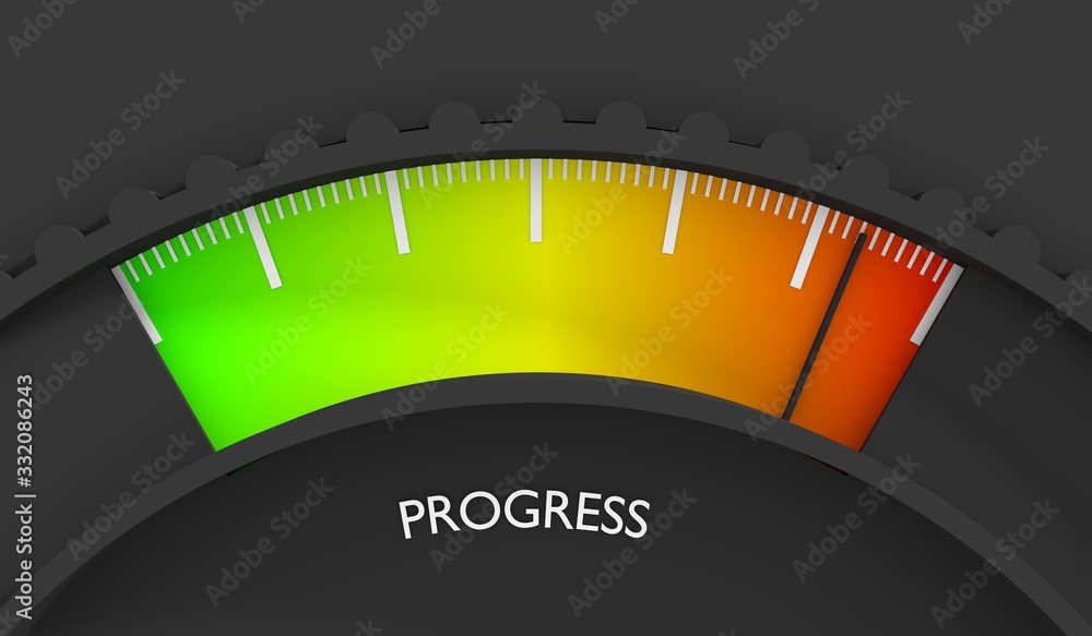 Color tachometer, speedometer icon, performance measurement symbol ...