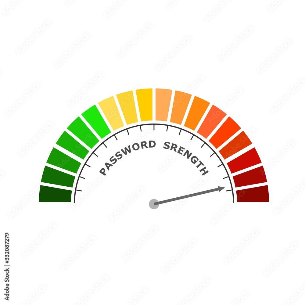 Vetor de Abstract meter read level of password strength. Color scale ...