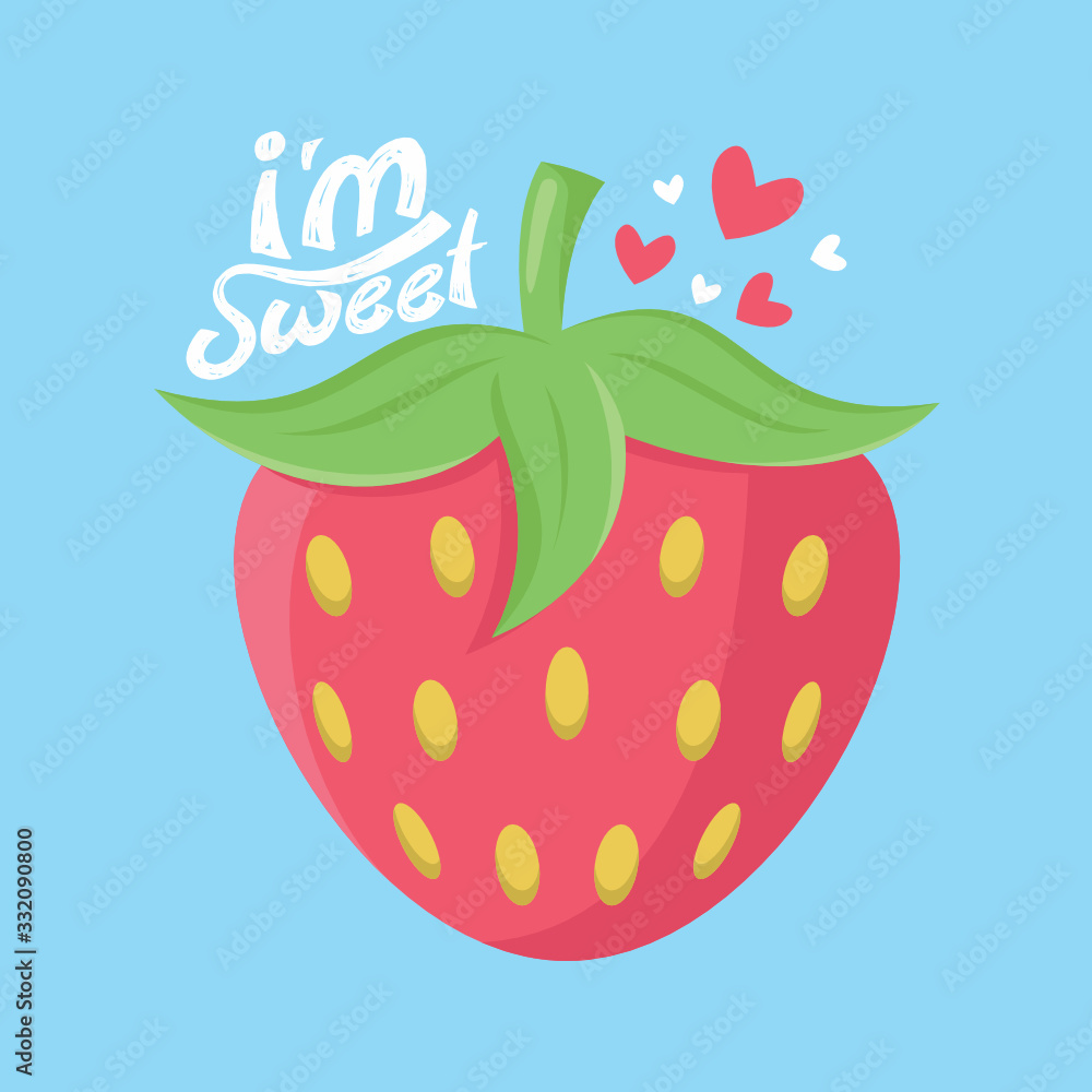 Cute strawberry art design vector illustration ready for print on t ...