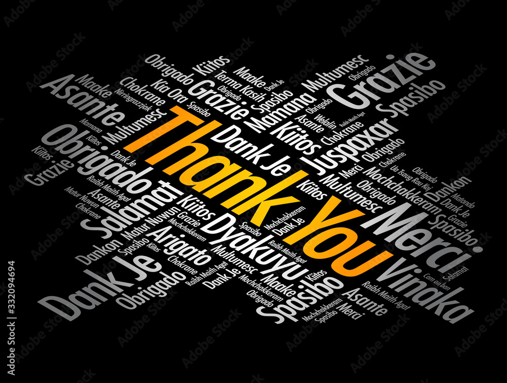 Thank You word cloud in different languages, concept background Stock ...