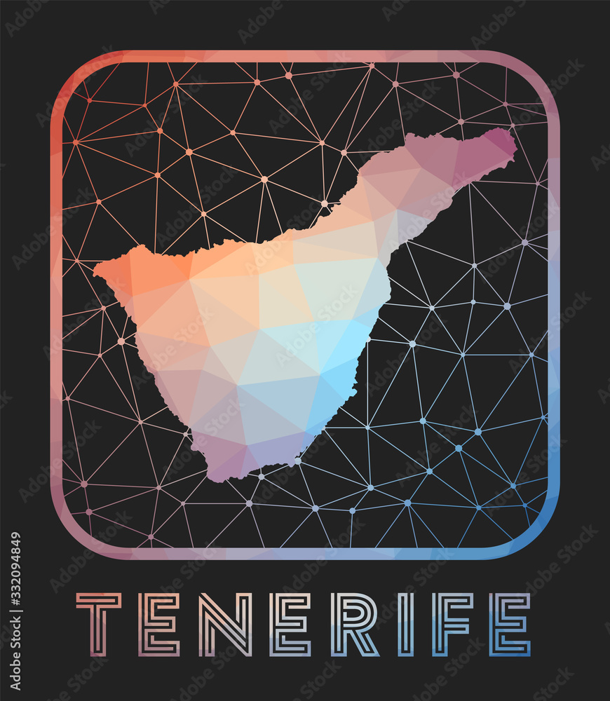 Tenerife map design. Vector low poly map of the island. Tenerife icon ...