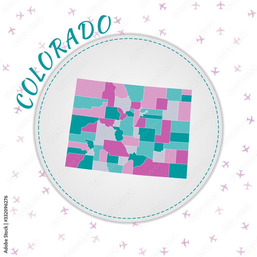 Colorado map design. Map of the us state with regions in emerald ...