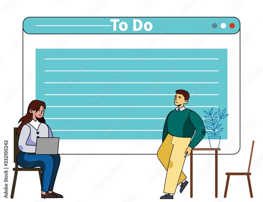 Time Management Training with Personal Mentor. Cartoon Woman Studying ...