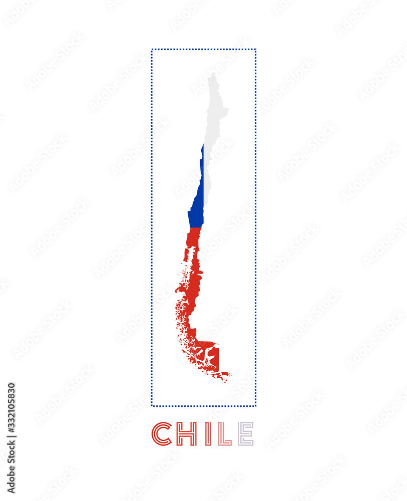 Chile Logo. Map of Chile with country name and flag. Beautiful vector ...