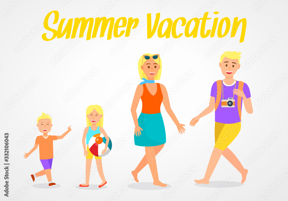 Summer Vacation Lettering Travel Vector Postcard. Holidaymaker, Tourist ...