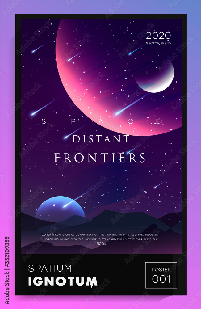 Vector illustration of space, planets and galaxy for poster, banner or ...