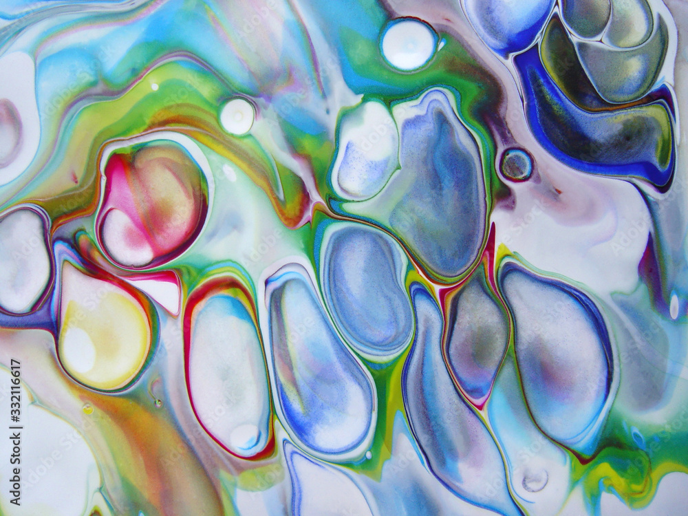 Abstract design of mixed acrylic paints. Multicolored rainbow acrylic ...