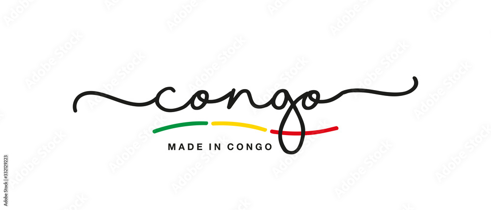 Made in Congo Republic handwritten calligraphic lettering logo sticker ...
