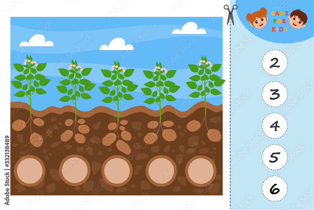 Game for Preschool Children. Educational a mathematical game. Garden ...