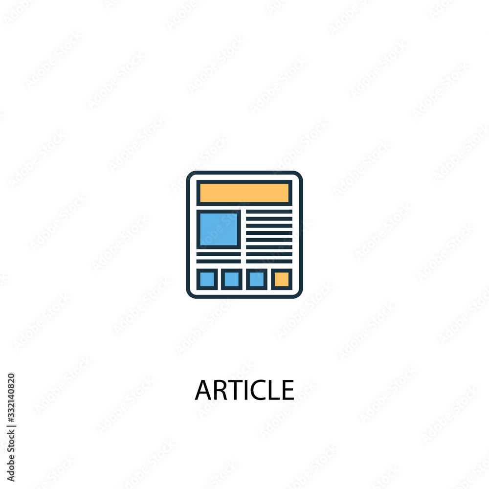 article concept 2 colored line icon. Simple yellow and blue element ... article concept 2 colored line icon. Simple yellow and blue element ...