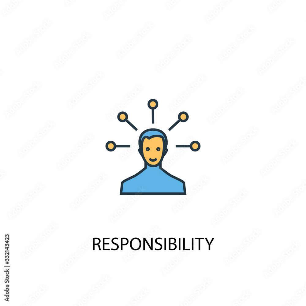 responsibility concept 2 colored line icon. Simple yellow and blue ...
