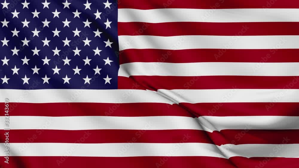 USA flag is waving 3D animation. United States of America flag waving ...