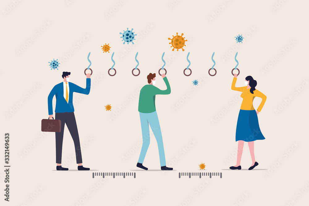 Social distancing, people keep distance in public transportation to ...