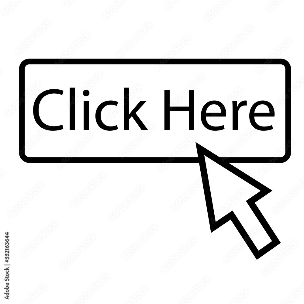 click here icon on white background. flat style. click here icon for ...