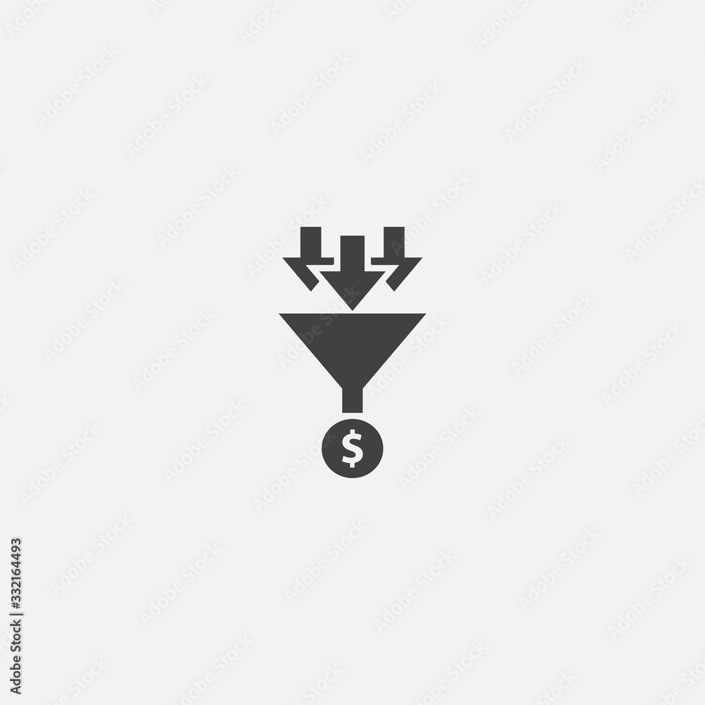 conversion funnel Glyph icon. Simple sign illustration. conversion ...