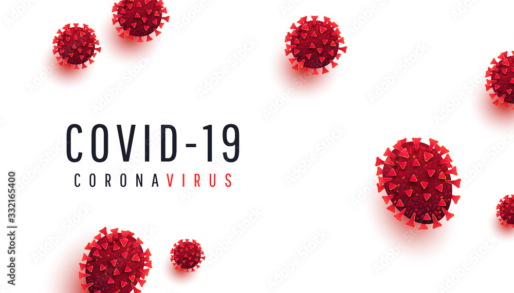 Covid 19, coronavirus. Realistic infected red virus cells on a white ...