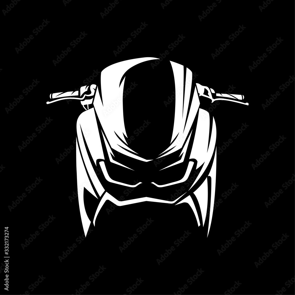 Vector illustration of Scooter Matic motorcycle silhouette on Black ...