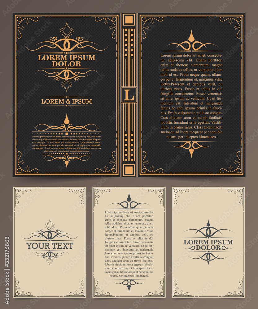 Vintage book layouts and design - covers and pages, classical rich ...